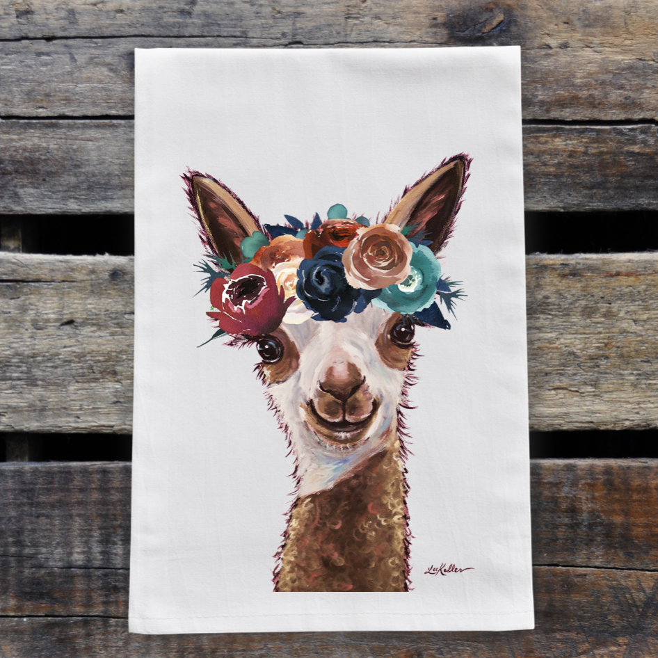 Alpaca Towel 'Rosie' Dark Boho Flowers, Farmhouse Kitchen Decor – Hippie Hound Studios ...