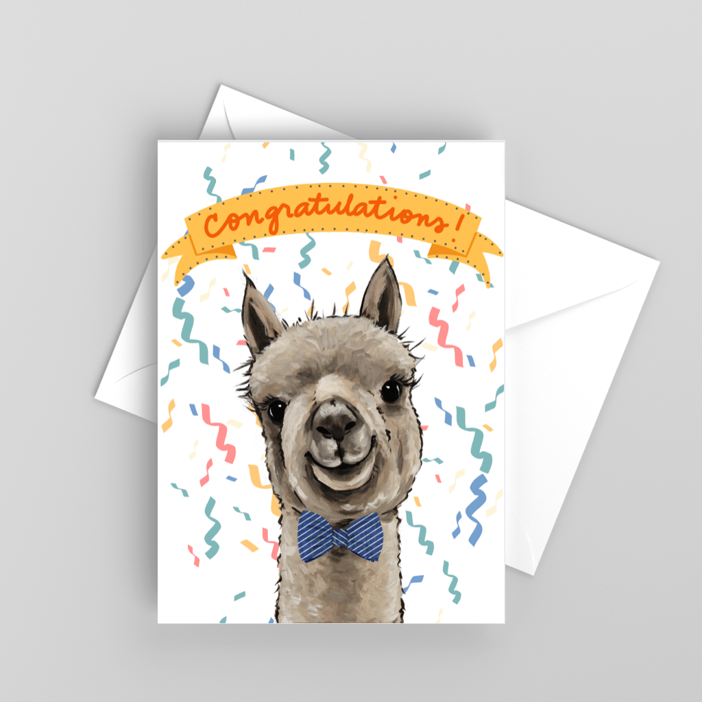 Alpaca Greeting Card 'Congratulations', Cute Alpaca Card – Hippie Hound ...