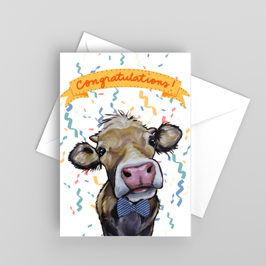 Cow Greeting Card 'Congratulations', Cute Cow Card – Hippie Hound ...