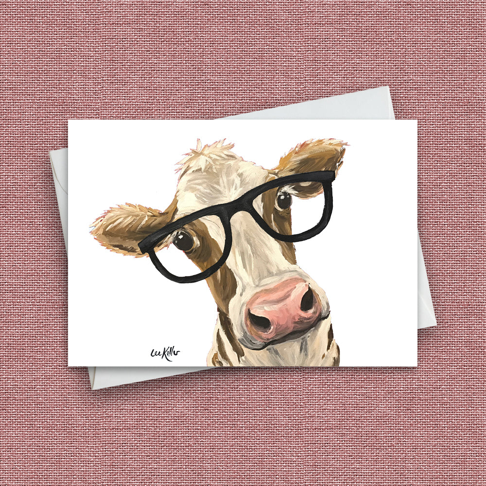 Glasses Greeting Card 'Moo Moo', Glasses Cow Greeting Card – Hippie ...
