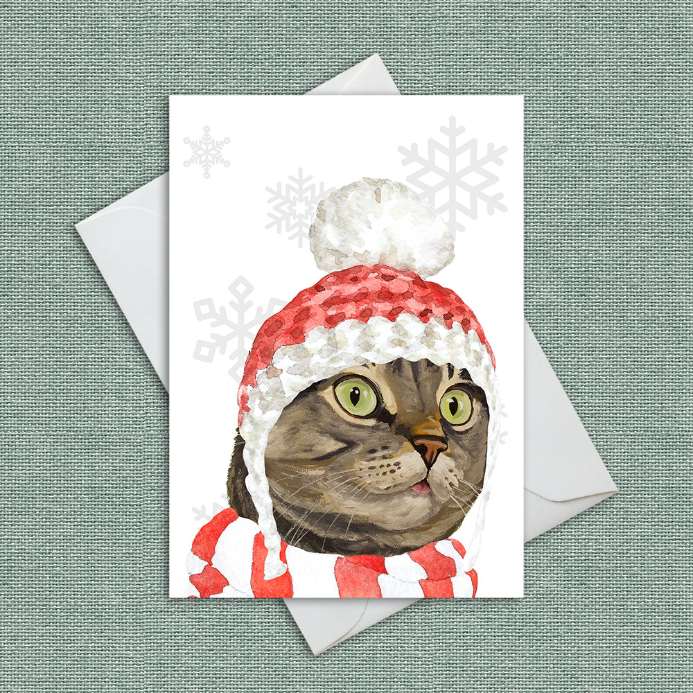 Tabby Cat Christmas Cards Tabby Cat Warm, Chonky Wishes Holiday