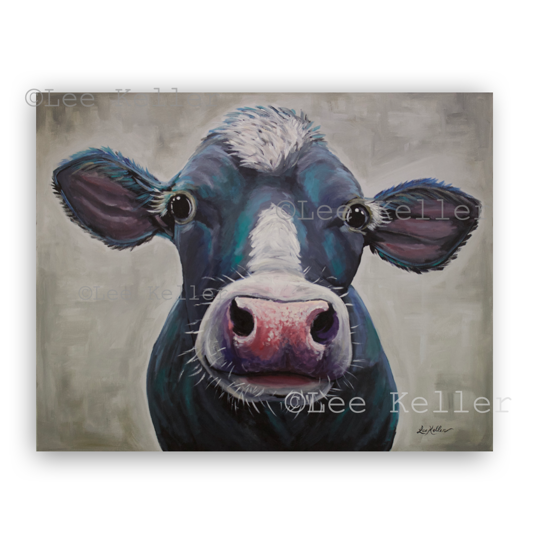 Cow Art, 'Clarabell on Grey' Cow Print – Hippie Hound Studios ...